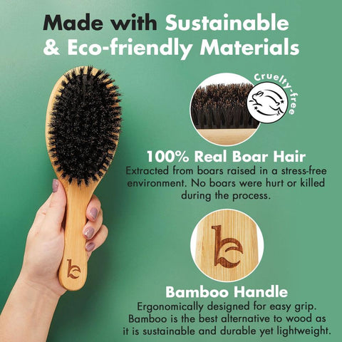 100% Boar Bristle Hair Brush – Beauty by Earth